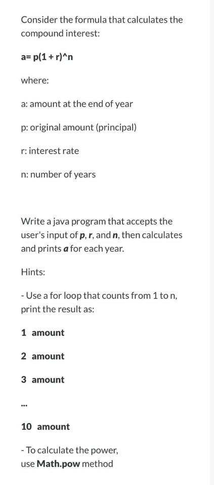 Solved Consider the formula that calculates the compound | Chegg.com