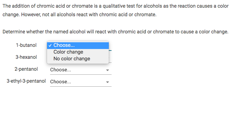 Solved The addition of chromic acid or chromate is a | Chegg.com