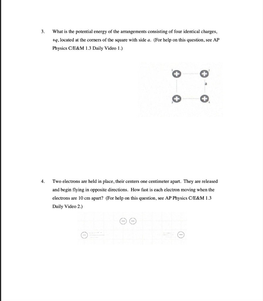 Solved Practice - Electrical Potential Energy AP Physics 2/C | Chegg.com