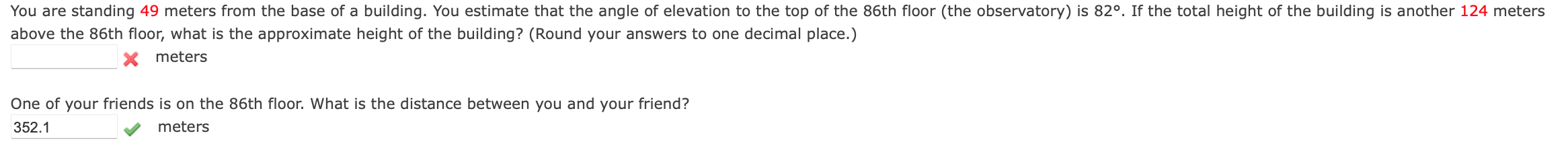 Solved You are standing 49 meters from the base of a | Chegg.com