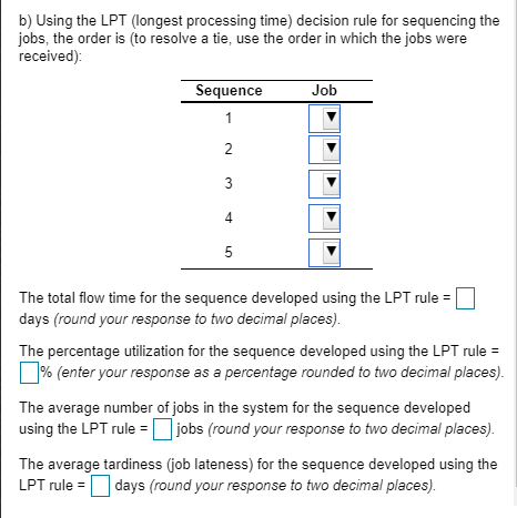 Solved a) Using the SPT (shortest processing time) decision | Chegg.com