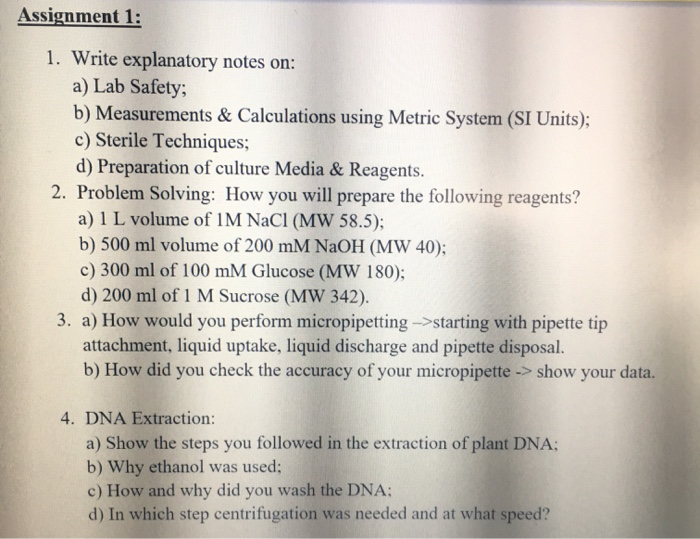 Solved Assignment 1: 1. Write explanatory notes on: a) Lab | Chegg.com