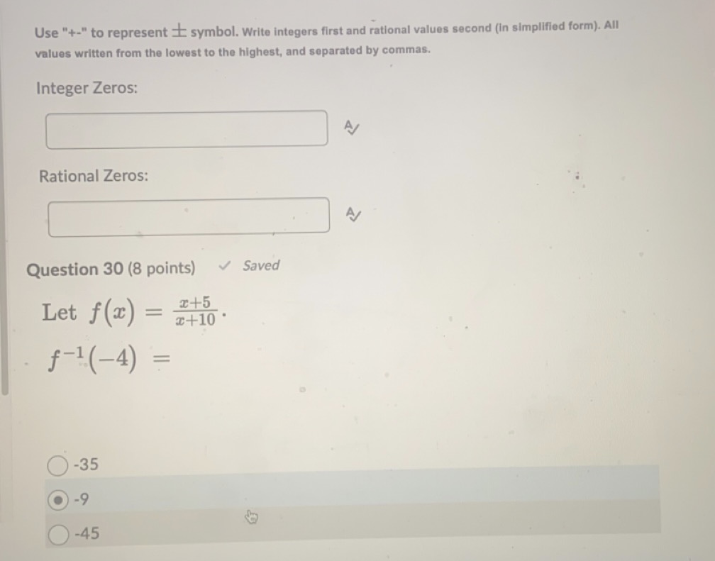 Solved Use "+-" to represent \pm symbol. Write integers | Chegg.com