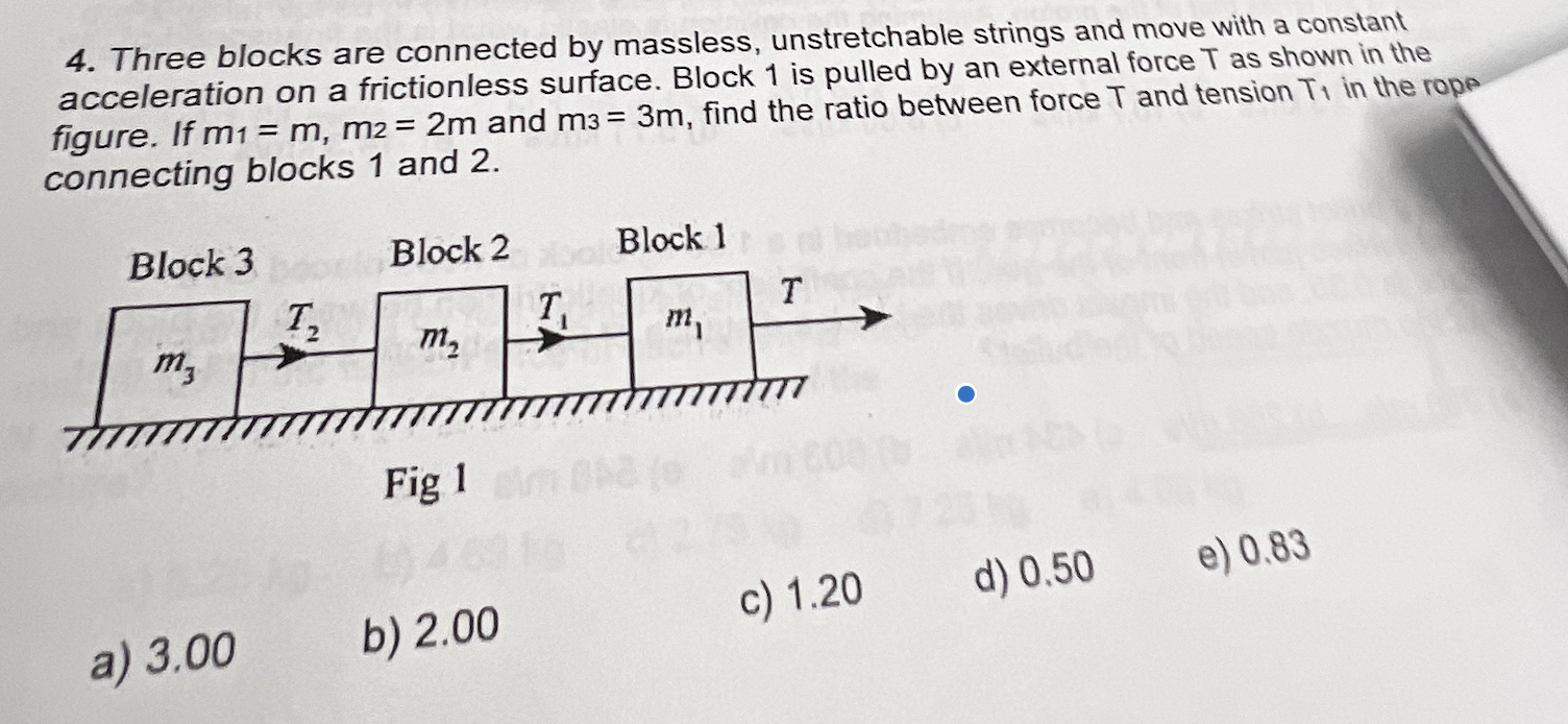 Solved 4. Three blocks are connected by massless, | Chegg.com