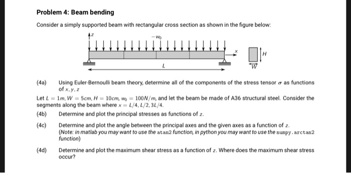 Problem 4: Beam bending Consider a simply supported | Chegg.com