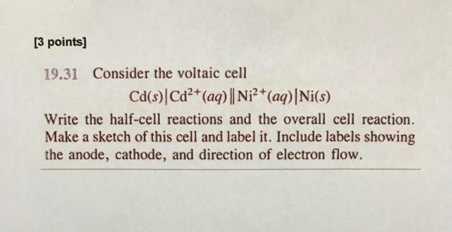 Solved [1 point] 19.25 Write the cell notation for a voltaic | Chegg.com
