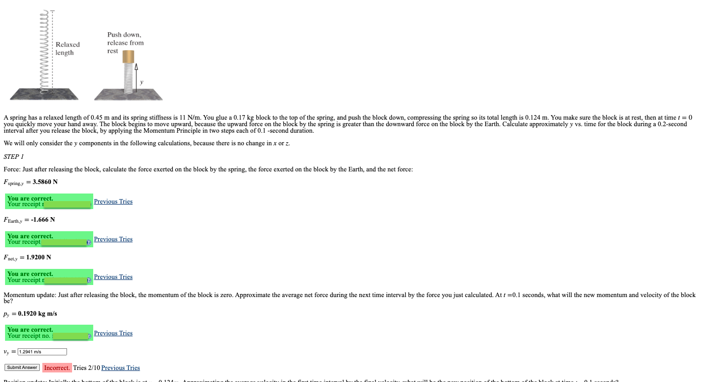 Solved interval after you release the block, by applying the | Chegg.com