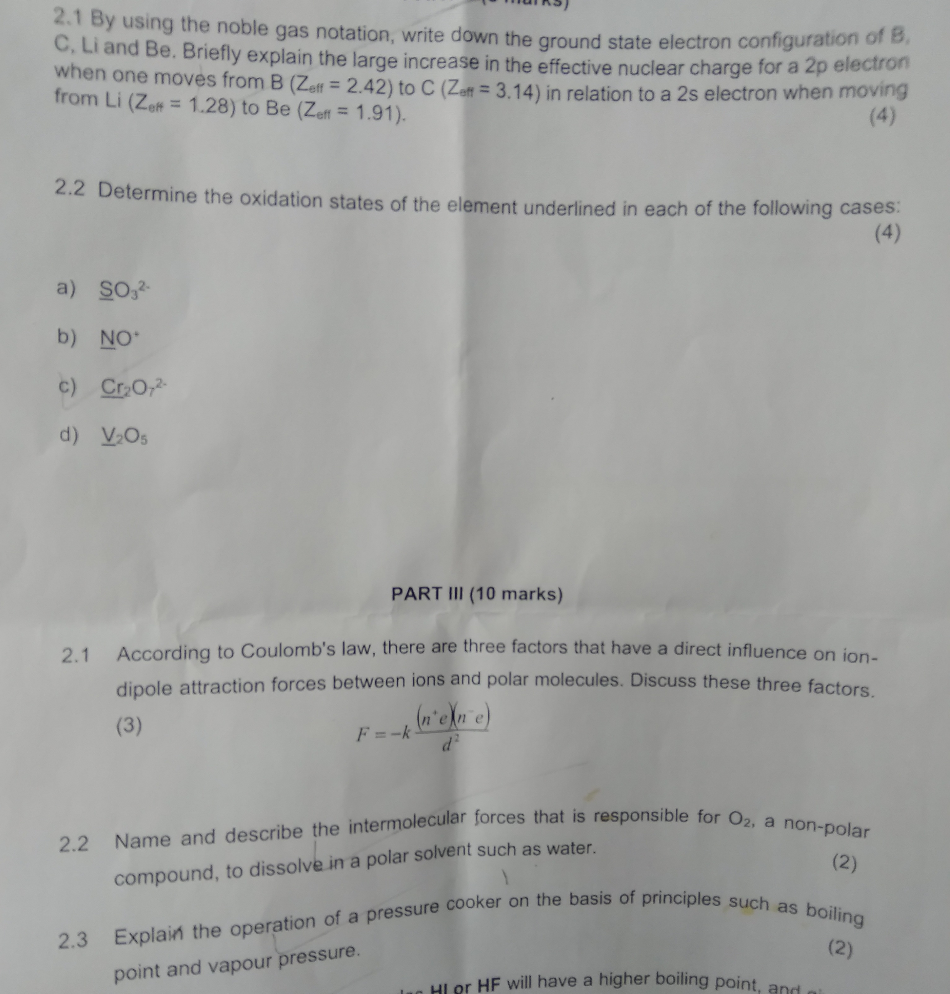 Solved 2.1 By using the noble gas notation, write down the | Chegg.com