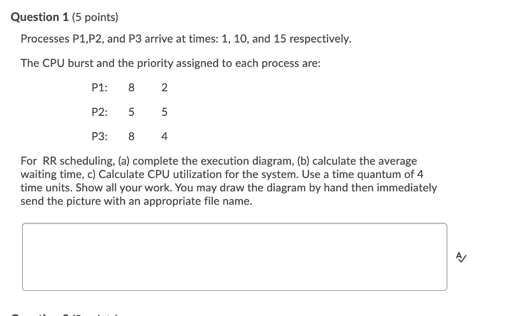 Solved Question 1 (5 points) Processes P1,P2, and P3 arrive | Chegg.com