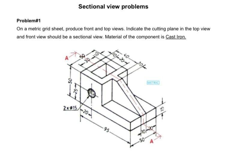 Solved Sectional view problems Problem#1 On a metric grid | Chegg.com