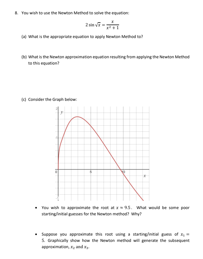 Solved 8. You wish to use the Newton Method to solve the | Chegg.com