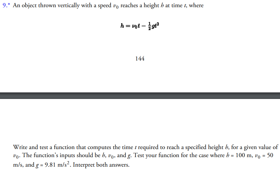 Solved 9.* An object thrown vertically with a speed v0 | Chegg.com