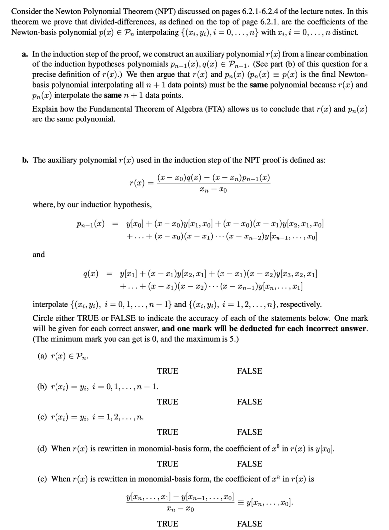 Solved Consider the Newton Polynomial Theorem (NPT) | Chegg.com