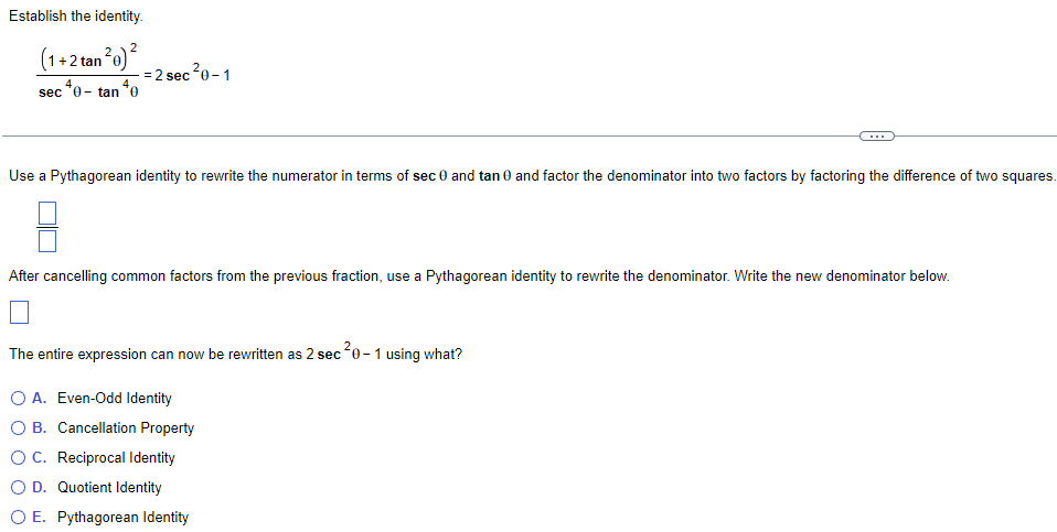 Solved Establish the identity. | Chegg.com