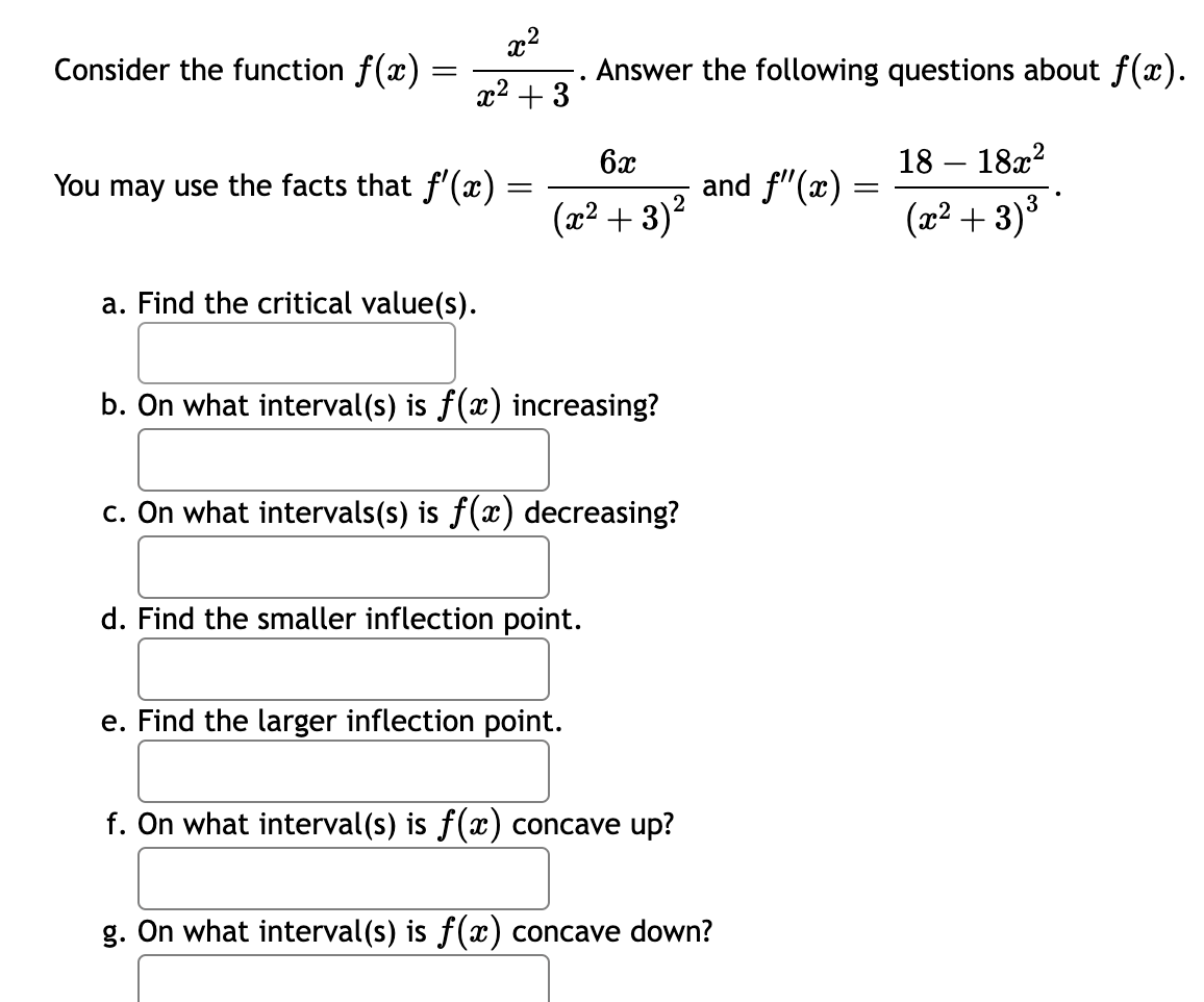 Solved Consider the function f(x)=x2+3x2. Answer the | Chegg.com