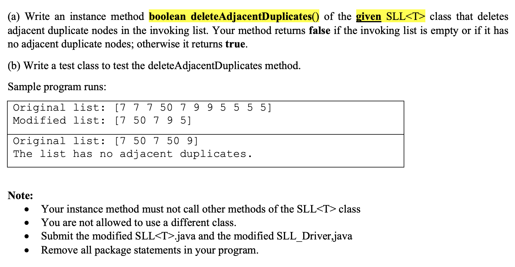 Solved //************************** SLL.java | Chegg.com
