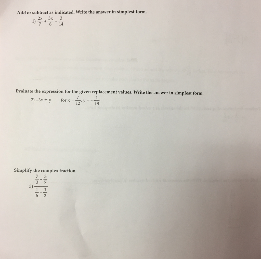 Solved Add or subtract as indicated. Write the answer in | Chegg.com