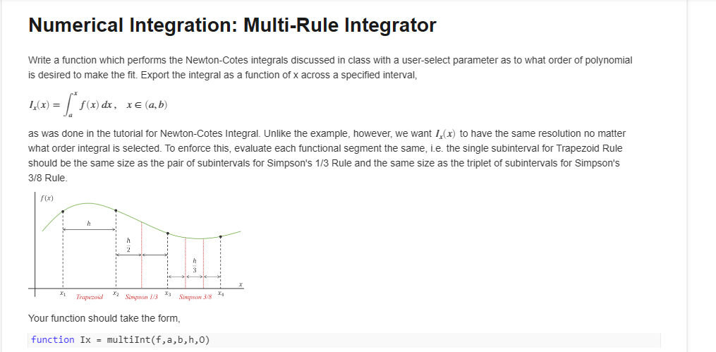 Solved Numerical Integration: Multi-Rule Integrator Write a | Chegg.com