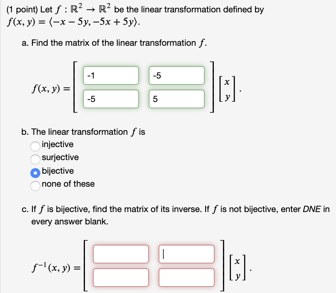 Solved (1 point) Let T : R2 + R2 be the linear | Chegg.com
