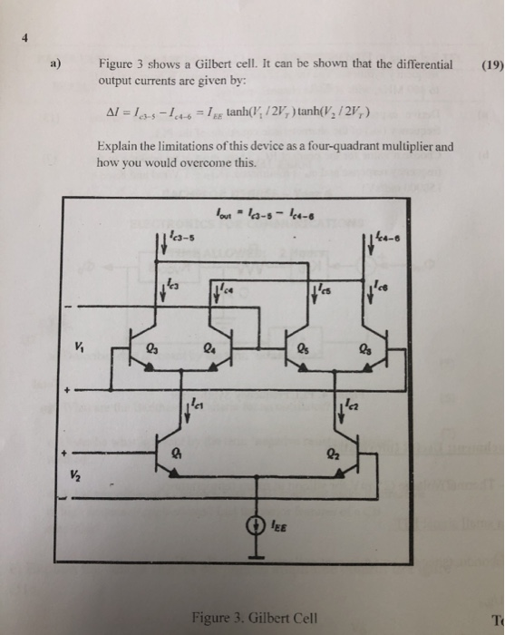 Solved a Figure 3 shows a Gilbert cell. It can be shown that | Chegg.com