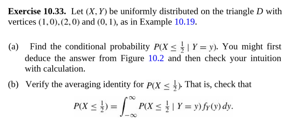 Exercise 10.33. Let (X, Y) be uniformly distributed | Chegg.com