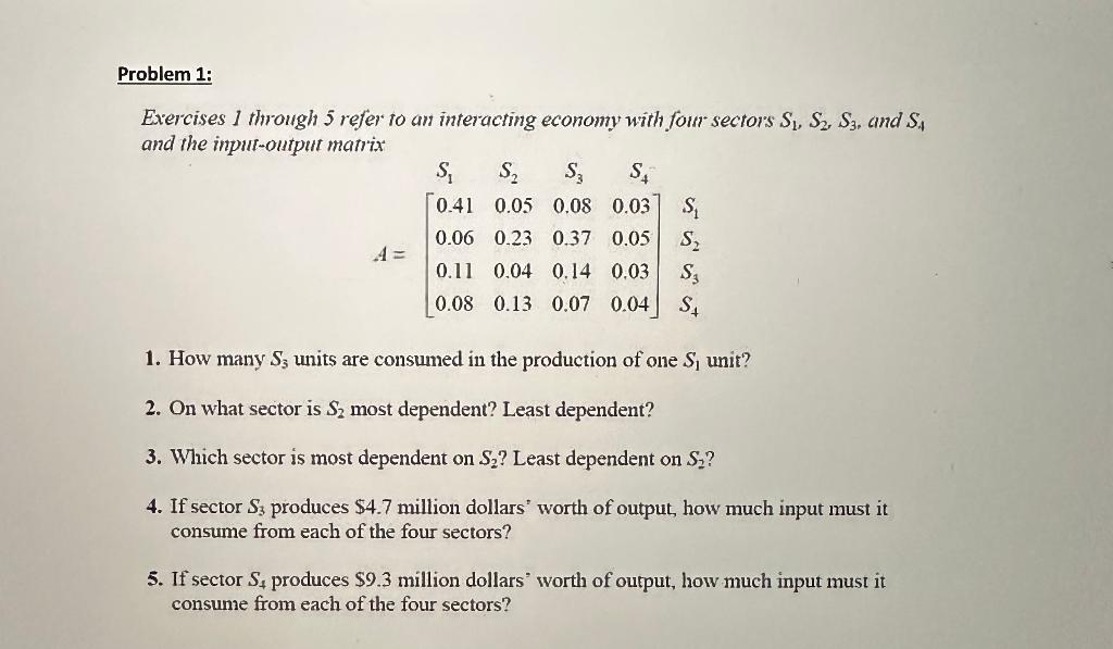 Solved Exercises 1 through 5 refer to an interacting economy | Chegg.com