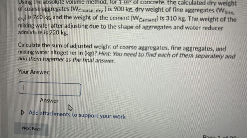 Solved Using the absolute volume method, for 1 m of | Chegg.com