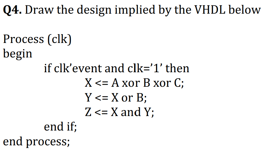 Solved Q4 Draw The Design Implied By The Vhdl Below Process 