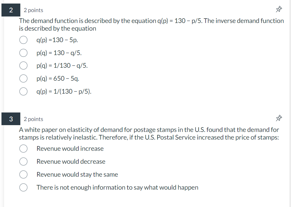 Solved The demand function is described by the equation | Chegg.com