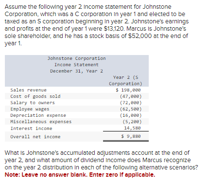 Solved Assume the following year 2 income statement for | Chegg.com