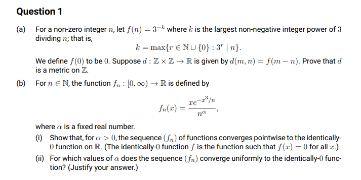 Solved Question 1 (a) For a non-zero integer n, let f(n) = | Chegg.com