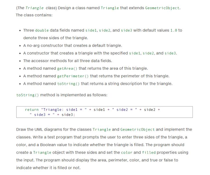 Solved GeometricObject.java public class GeometricObject { | Chegg.com