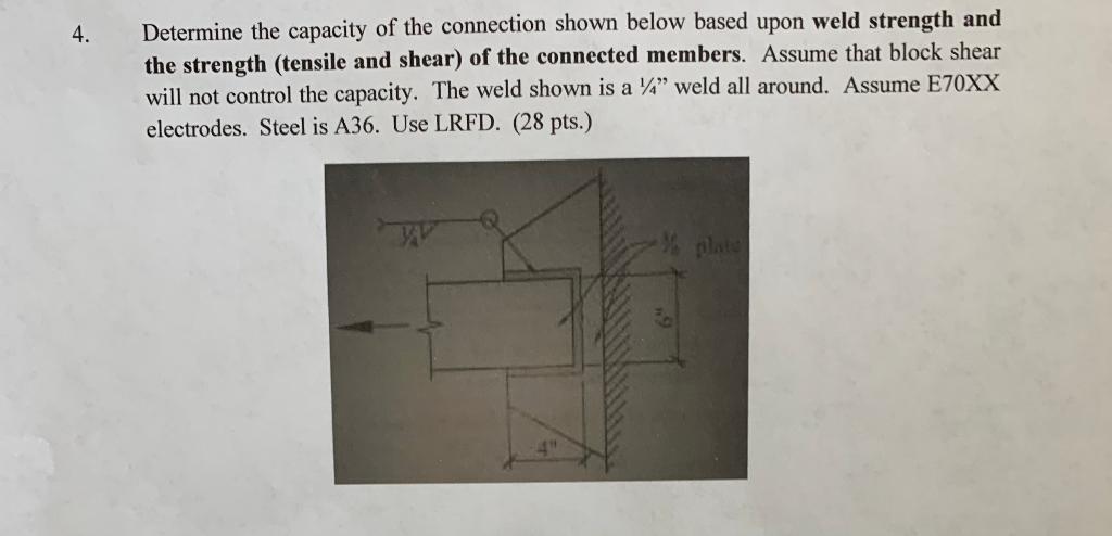 Solved 4. Determine the capacity of the connection shown | Chegg.com