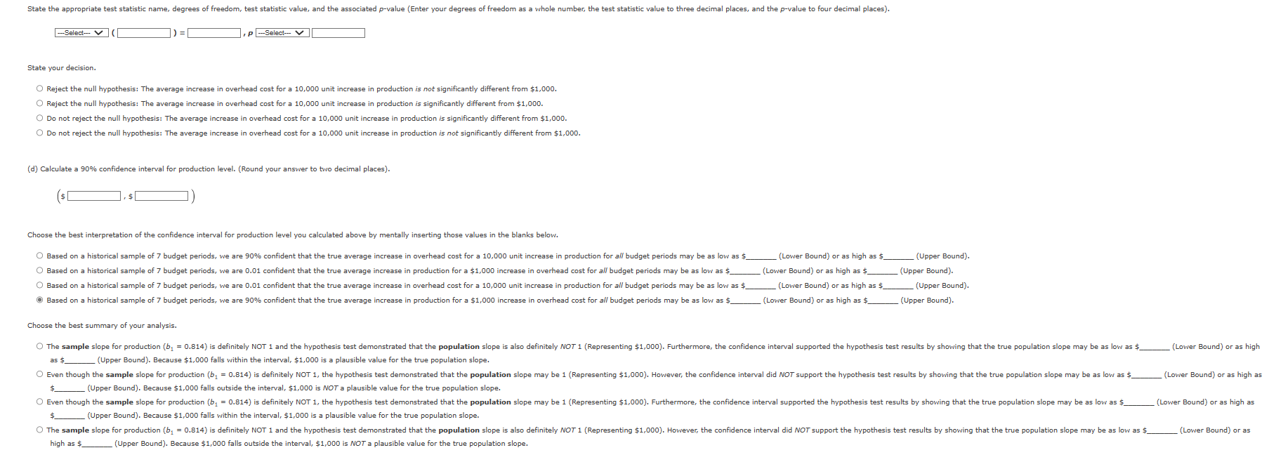 Solved overhead from the level of production using | Chegg.com