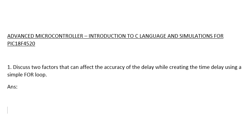 Solved ADVANCED MICROCONTROLLER - INTRODUCTION TO C LANGUAGE | Chegg.com