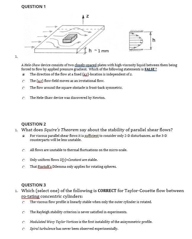 Solved QUESTION 1 Vh1 mm A Hele-Shaw device consists of two | Chegg.com