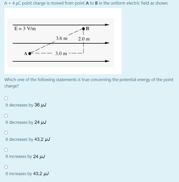 Solved A + 4 °C point charge is moved from point A to B in | Chegg.com