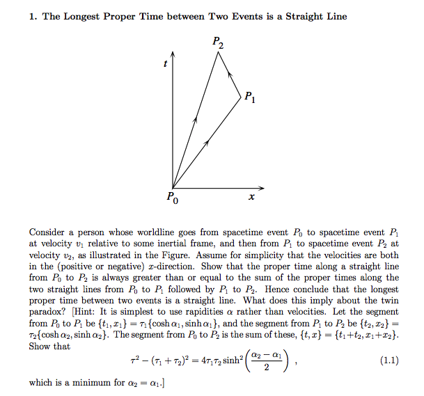 Solved 1 The Longest Proper Time Between Two Events Is A Chegg