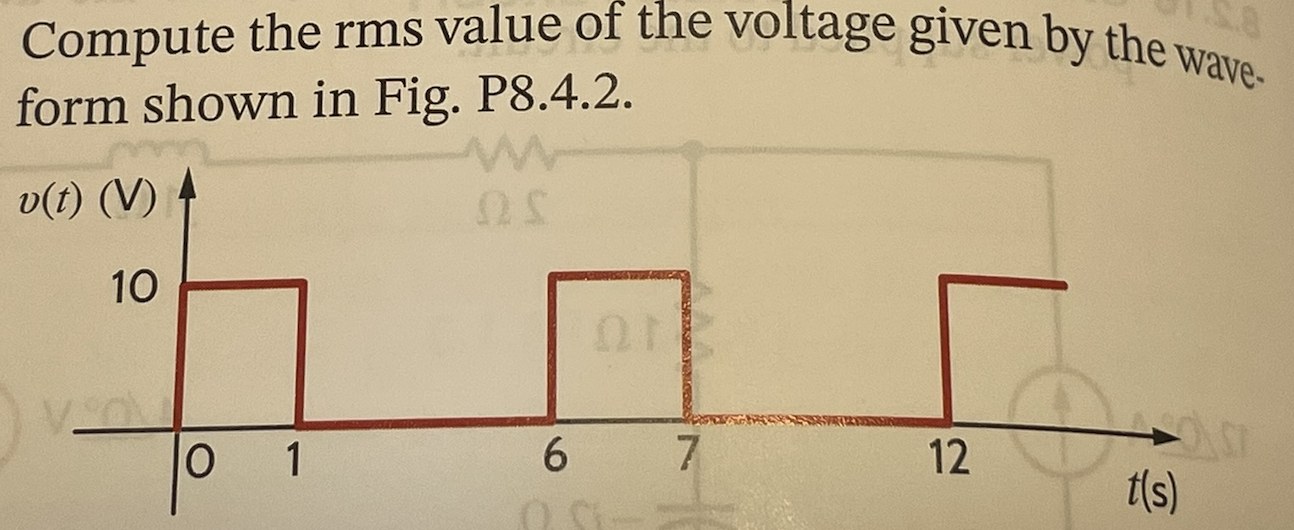 Solved Compute the rms value of the voltage given by the | Chegg.com