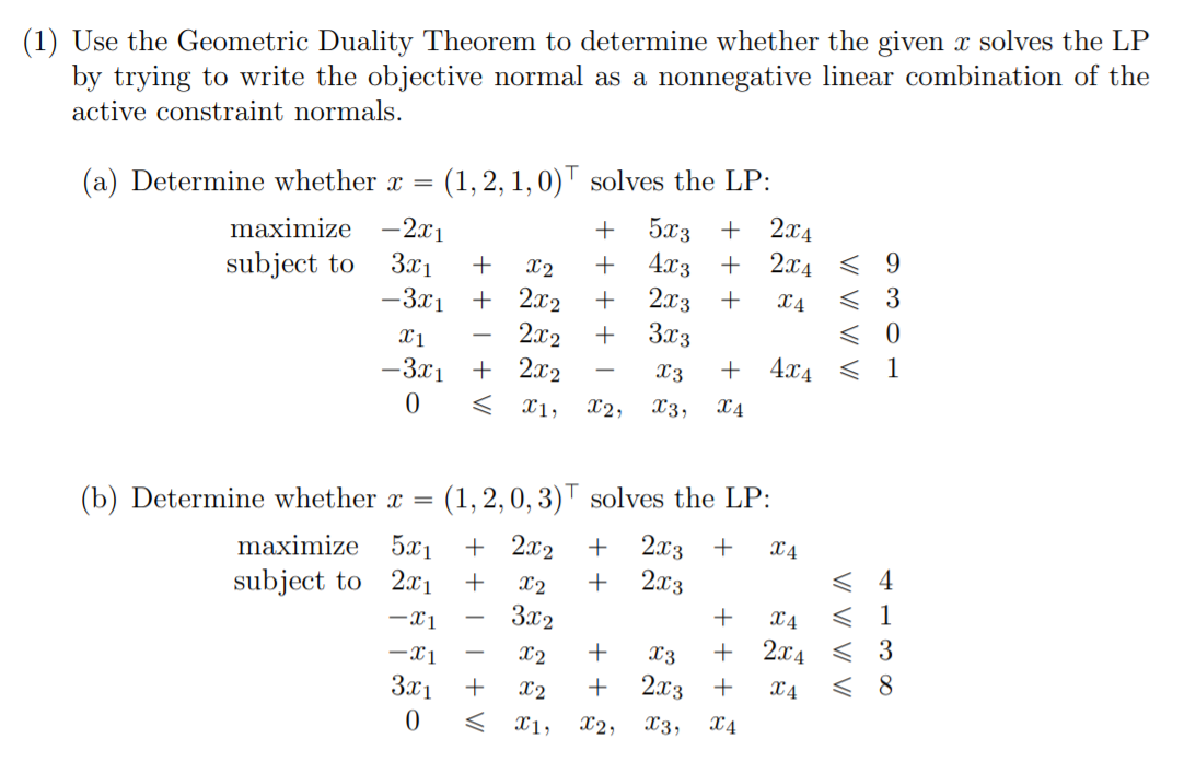 (1) Use the Geometric Duality Theorem to determine | Chegg.com