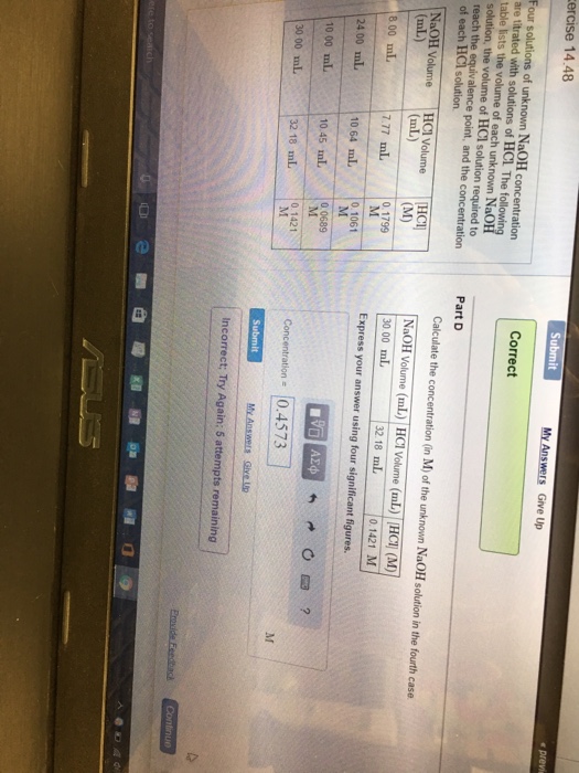 Solved Four solutions of unknown NaOH concentration are | Chegg.com