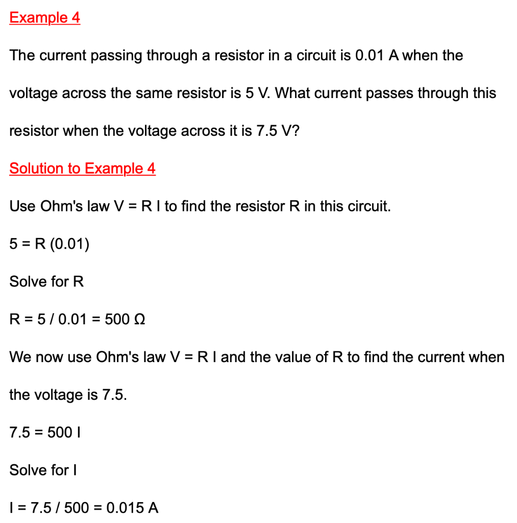 Solved Example 4 The current passing through a resistor in a | Chegg.com