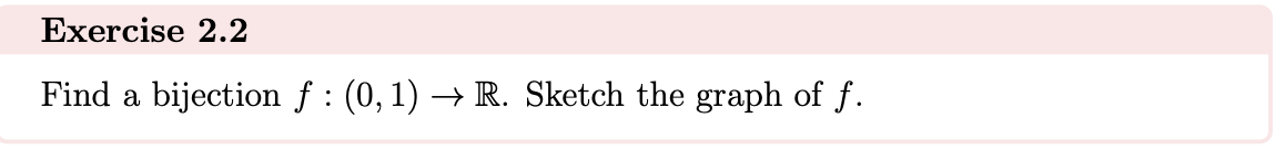 Solved Find a bijection f:(0,1)→R. Sketch the graph of f. | Chegg.com