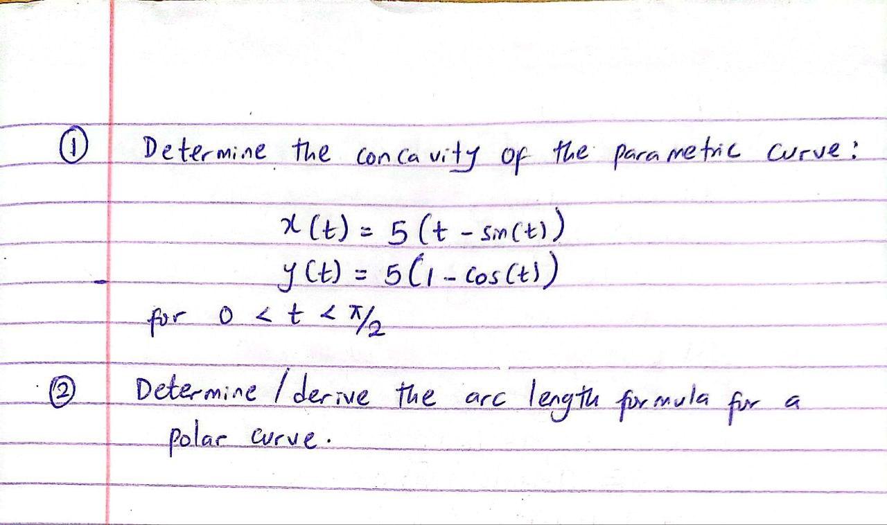 Solved Determine the concavity of the parametric curve: | Chegg.com