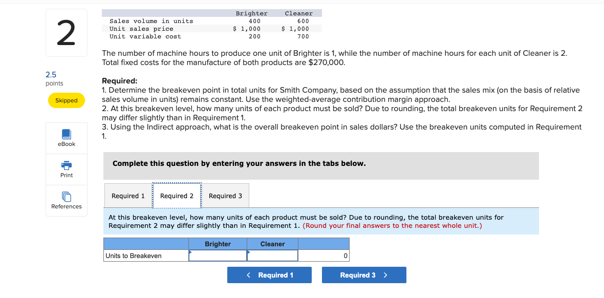Solved 2. Sales volume in units Unit sales price Unit | Chegg.com