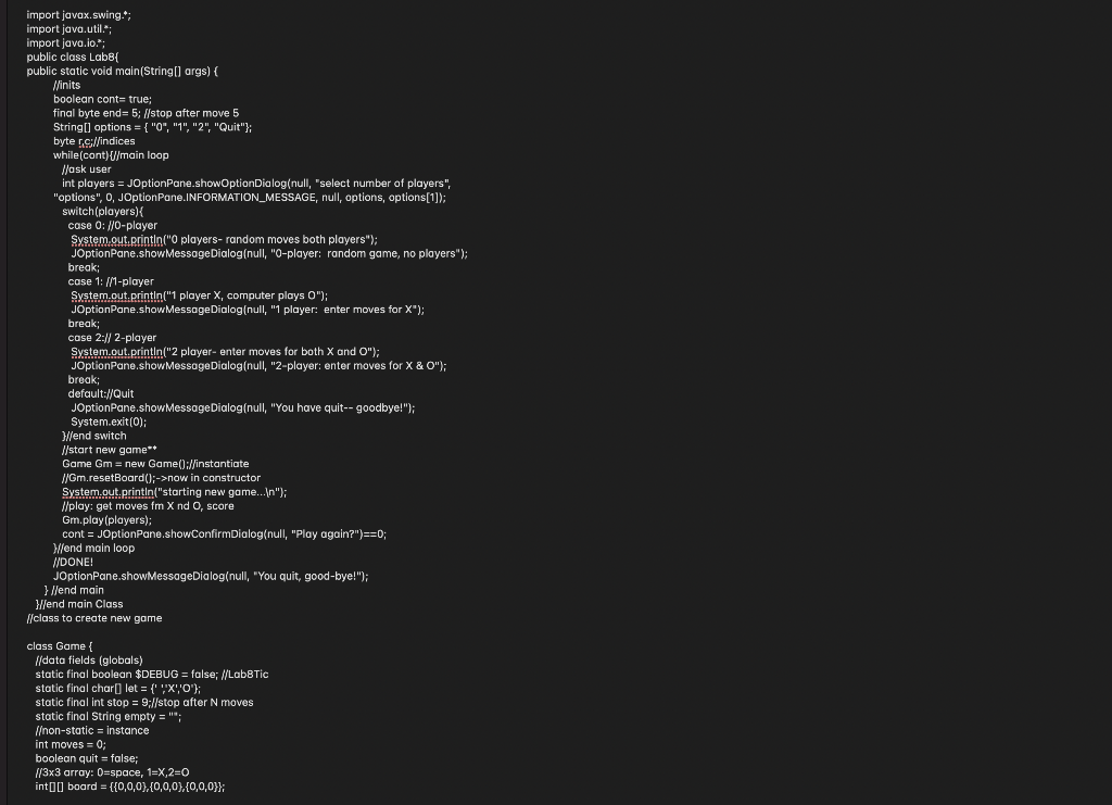 Solved can someone help me with this tic tac toe java code. | Chegg.com