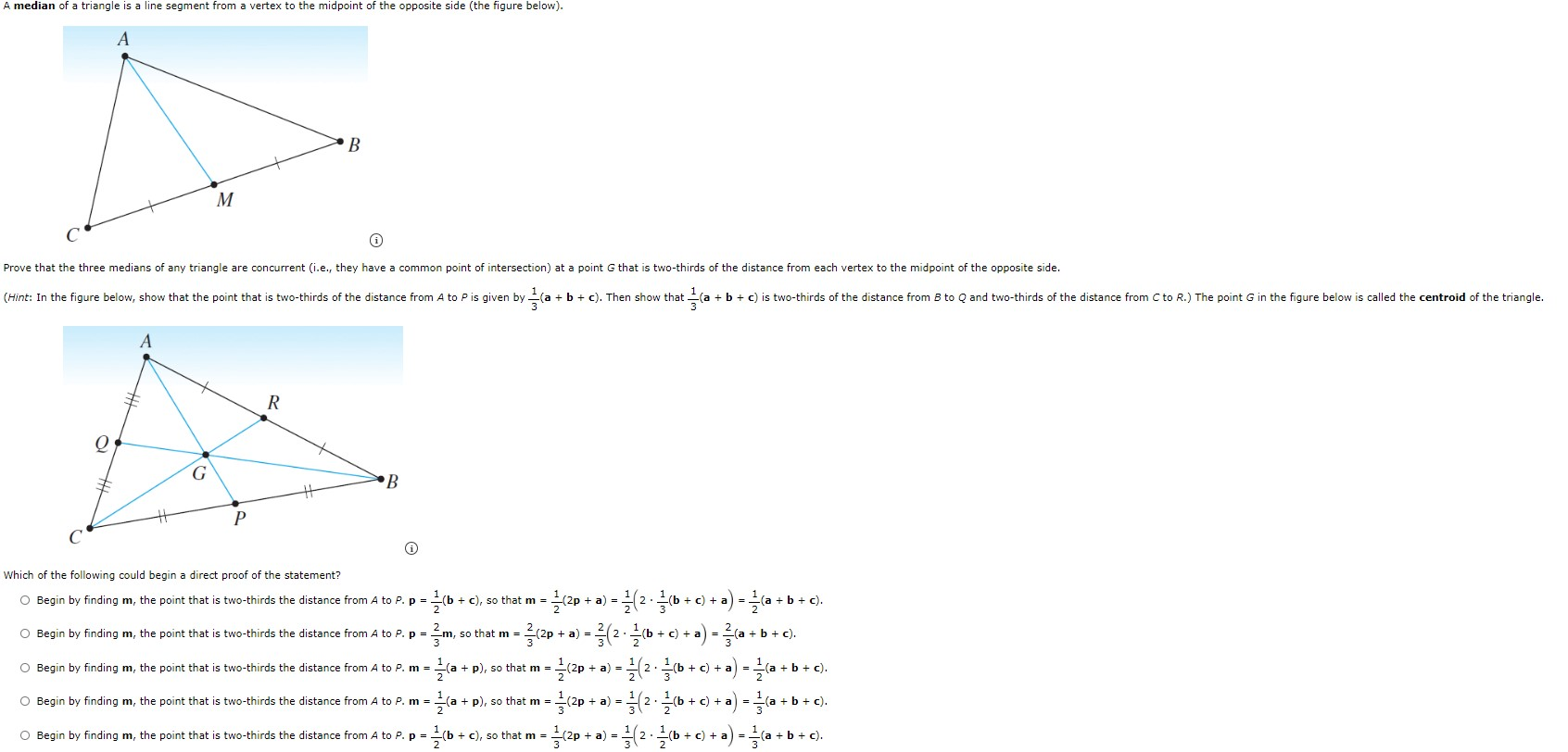 Solved A median of a triangle is a line segment from a | Chegg.com