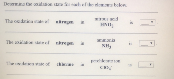 Solved Determine the oxidation state for each of the | Chegg.com