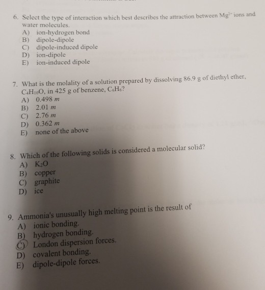 Solved 6. Select the type of interaction which best | Chegg.com