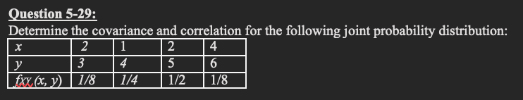 Solved Question 5-29: Determine the covariance and | Chegg.com